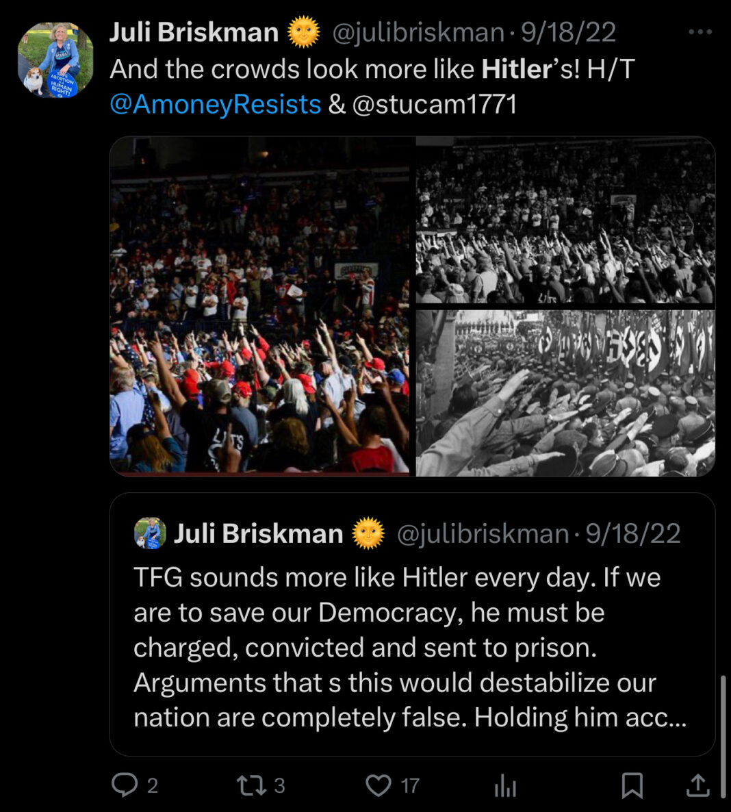 11 Times Juli Briskman Called Trump “Hitler” - Red Virginia News - The ...